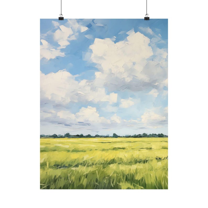 Prairie Grass Field Print: Big Blue Sky Wall Art, Country Grassland ...
