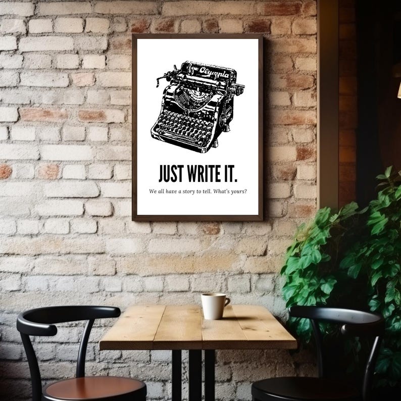 Retro Typewriter Print: Just Write It Classroom Poster, What's Your ...