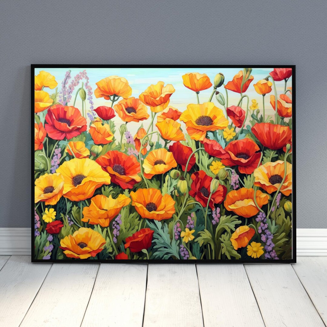 California Poppies Print: Poppy Wall Art, Cheerful Wildflower Poster ...