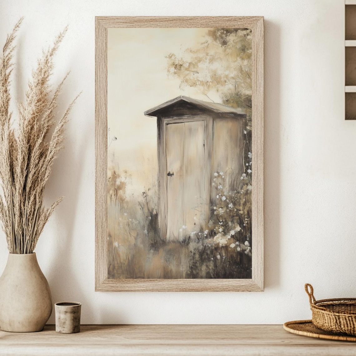 Rustic Outhouse Print, Vintage Style Cabin Decor, Guest Bathroom Wall ...