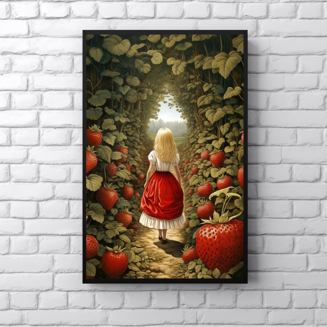 Alice Strawberry Wonderland Art Print Surreal Strawberries Poster ...
