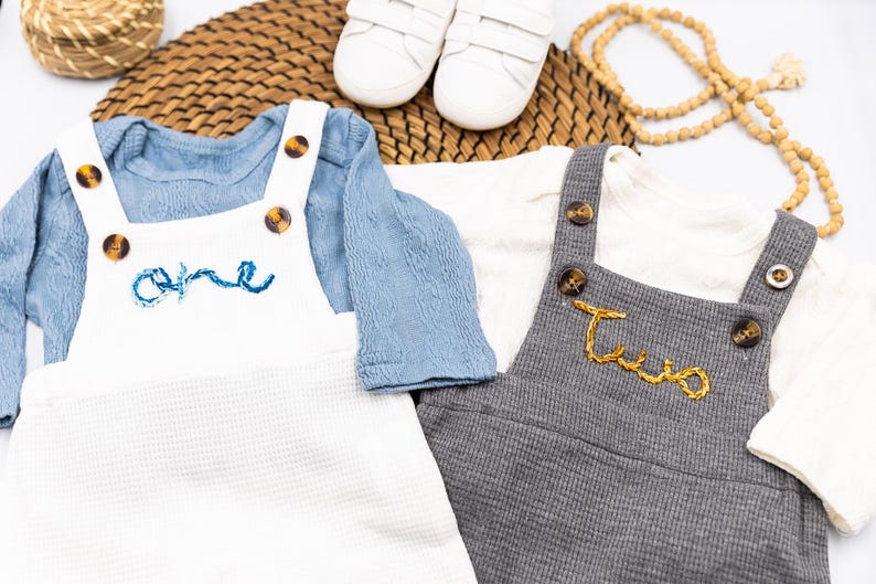 Hand Embroidered Overalls and Top Set – Personalized Baby Outfit ...