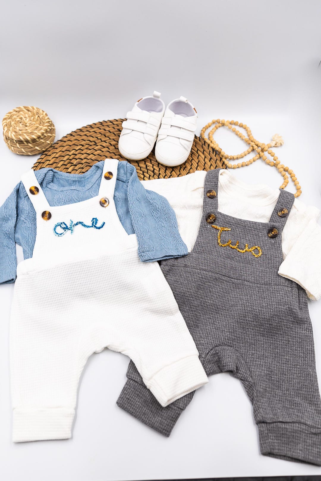 Hand Embroidered Overalls and Top Set – Personalized Baby Outfit ...