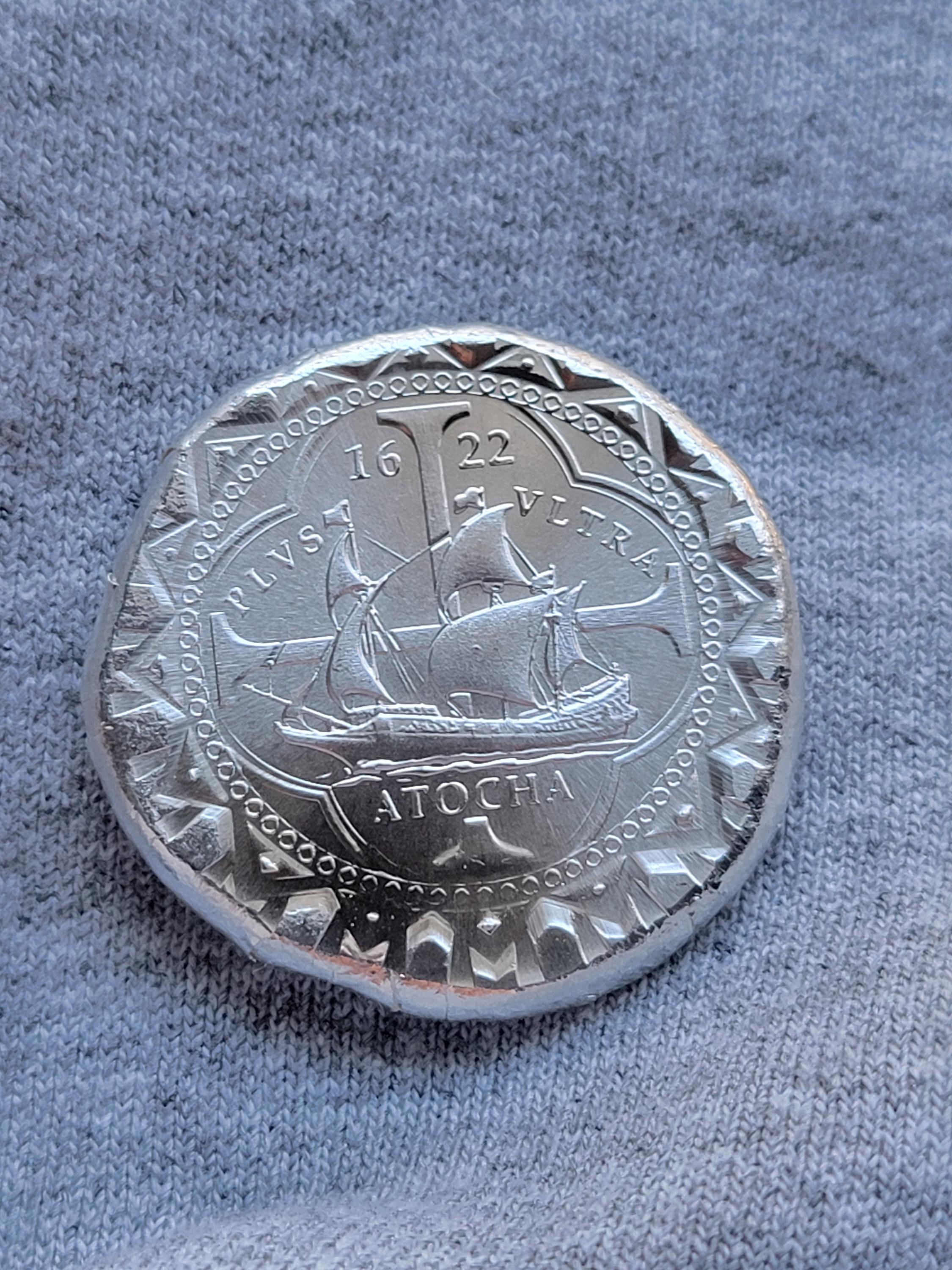 1622 Atocha 8 Reales Shipwreck Silver 999 Fine Cob Restrike by Daniel ...