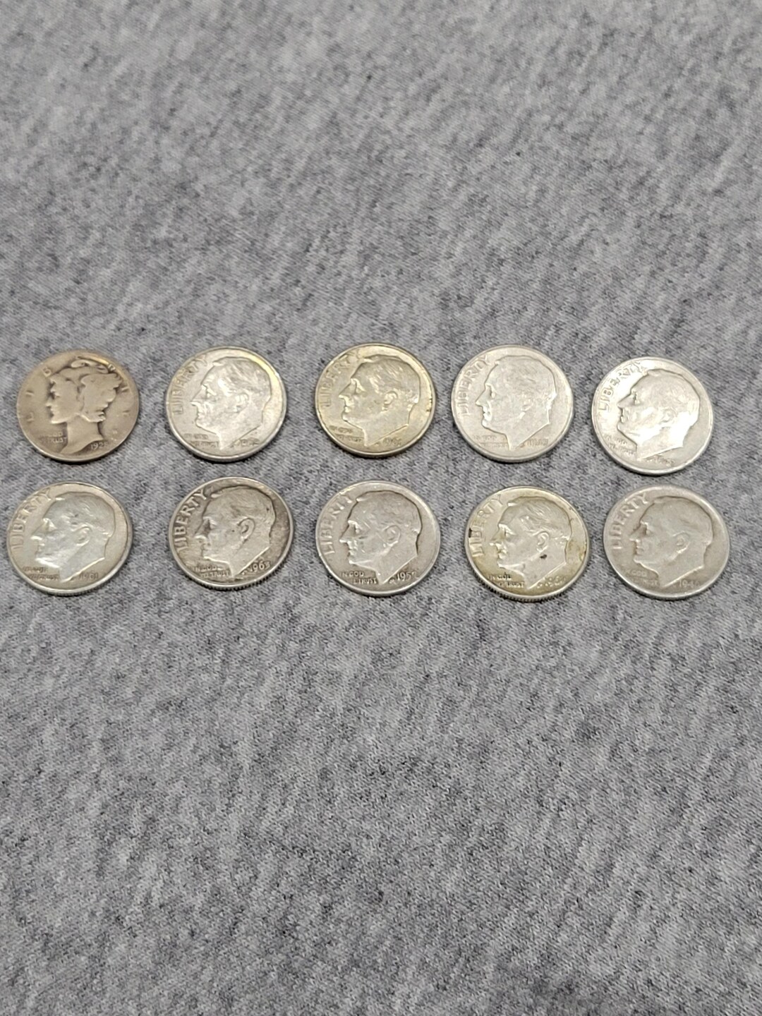 10 Silver Dimes 1 Dollar Face Value Including 1 Mercury Dime - Etsy