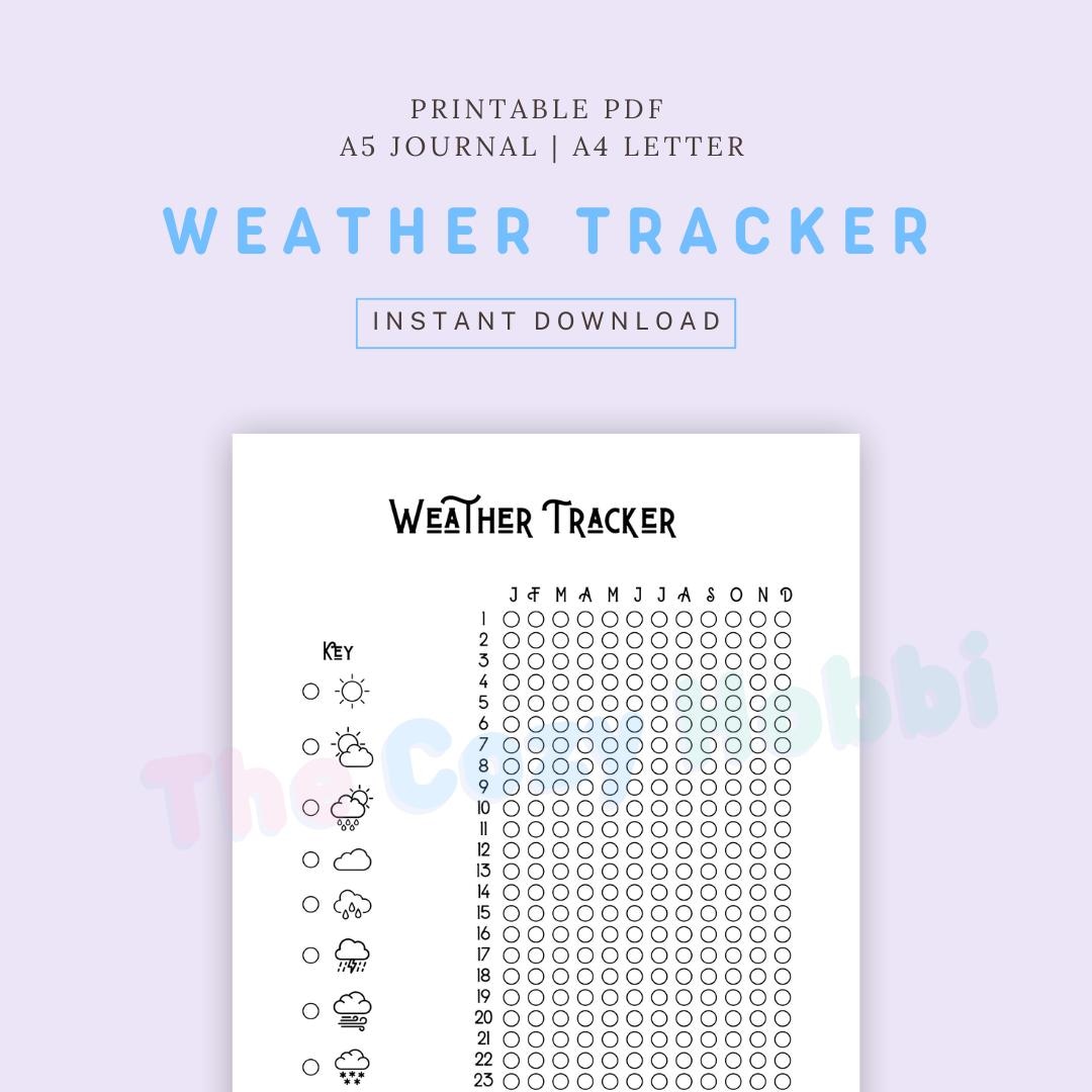 Weather Tracker A Year in Dots, Printable Planner Inserts, Yearly Habit ...