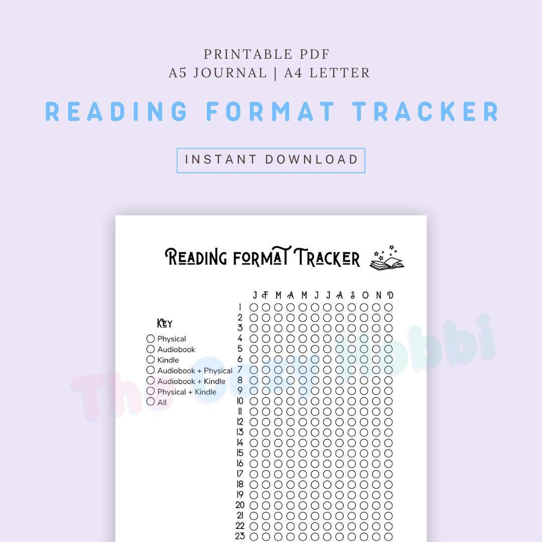 Reading Format Tracker Reading Journal, A Year in Dots, Printable ...