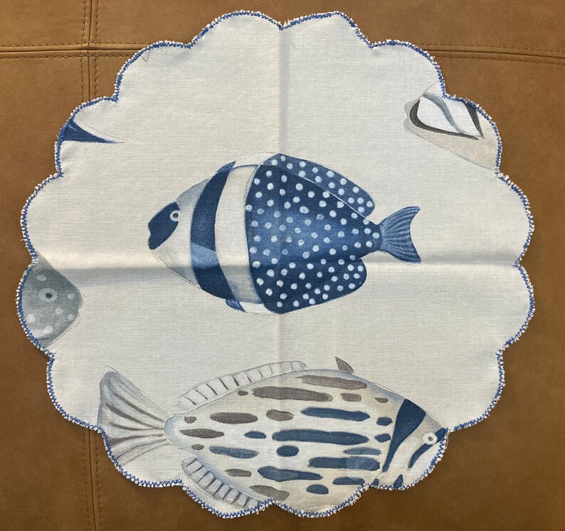 Six Scallop-edged Fish Napkins - Etsy