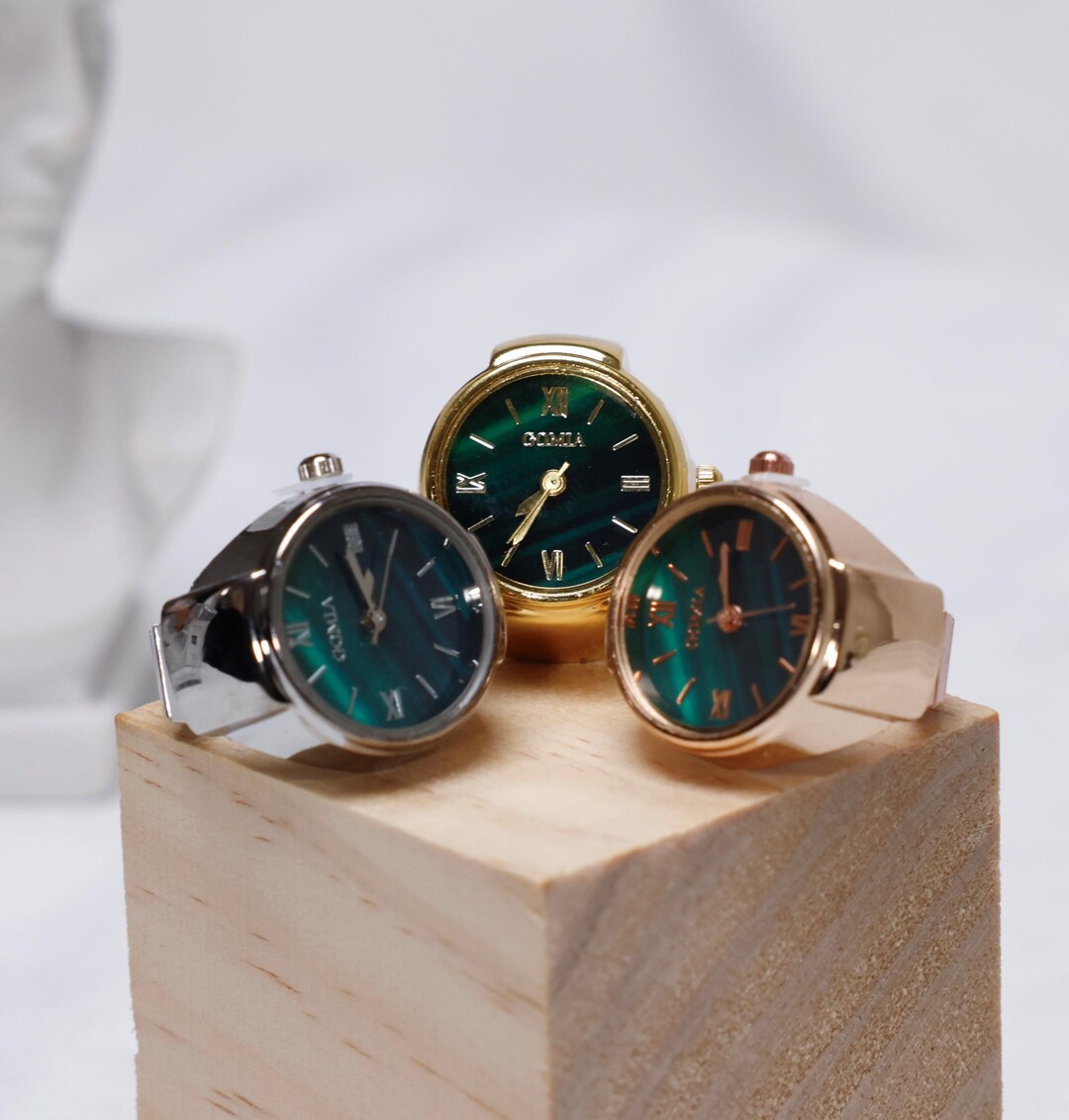 Gold Green Dial Retro Ring Watch, Gold Ring Watch, Retro Women's Watch ...