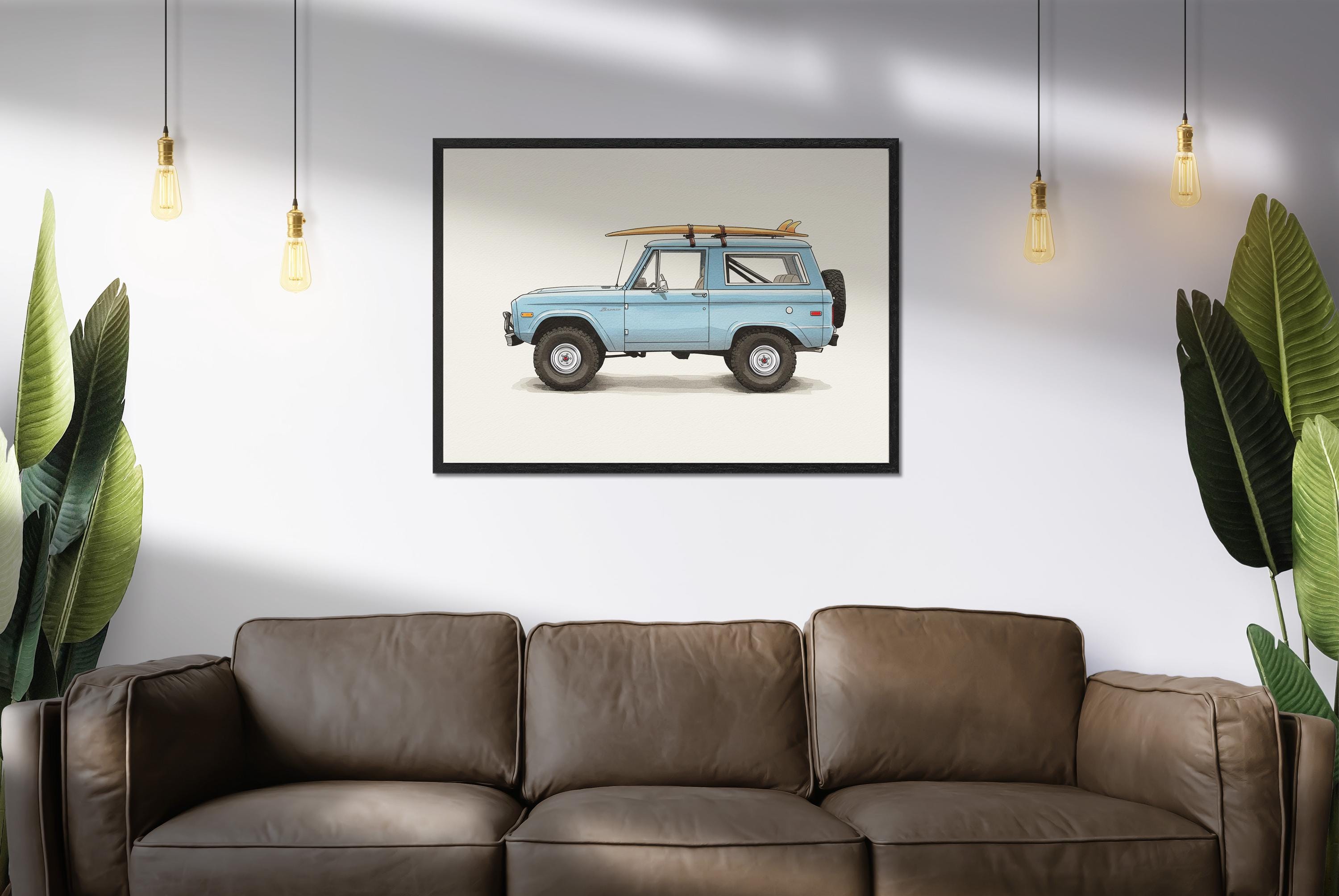 Classic Ford Bronco - Watercolor/vintage-style Illustration - Baby Blue ...