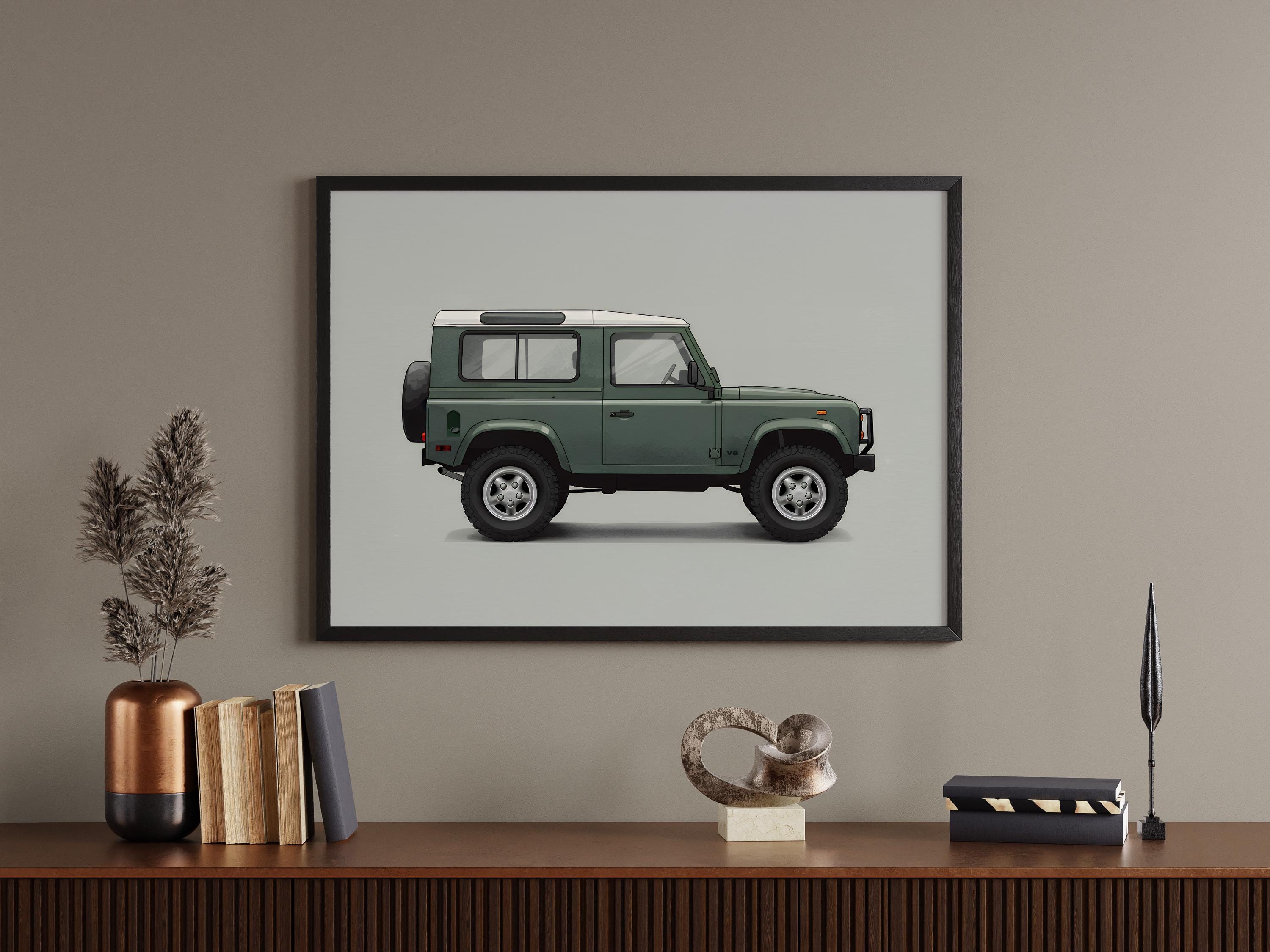 1995 Land Rover Defender 90 Watercolor Illustration | Minimalist ...