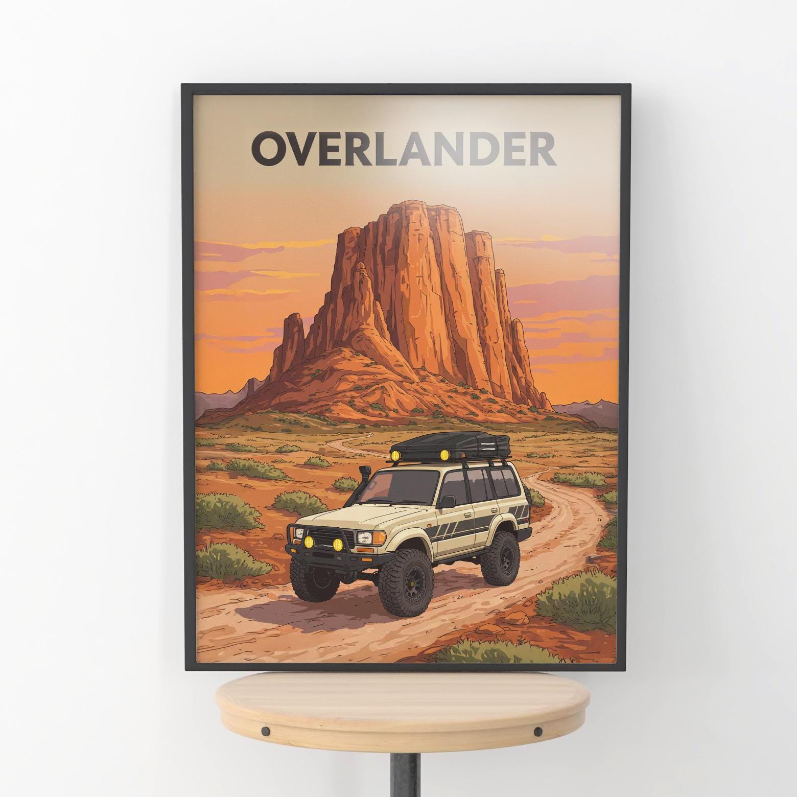 Overlander Toyota FJ80 Illustration | Sedona Backdrop | Vintage-style ...