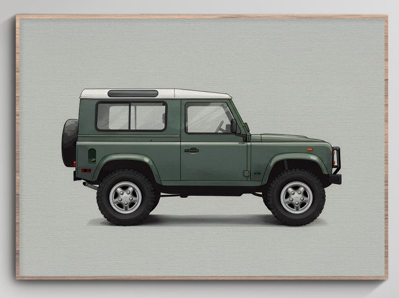1995 Land Rover Defender 90 Watercolor Illustration | Minimalist ...