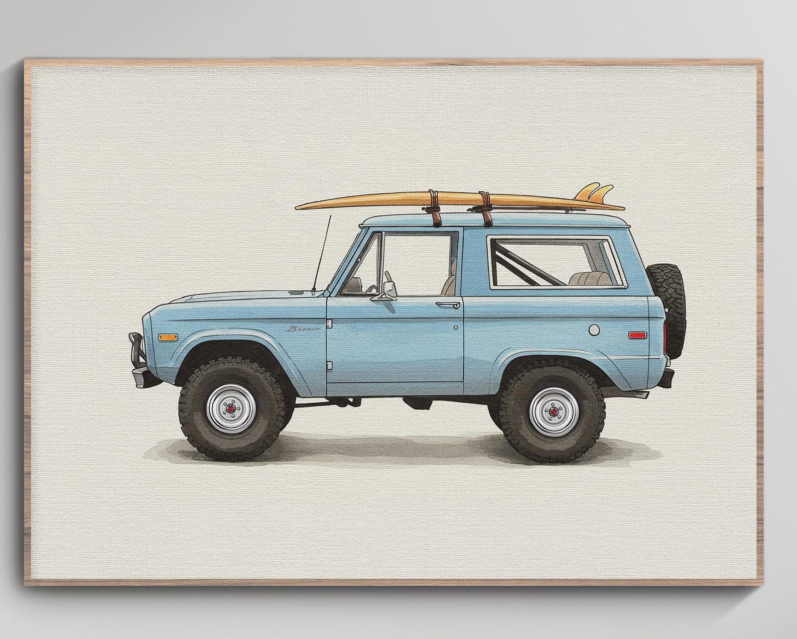 Classic Ford Bronco - Watercolor/vintage-style Illustration - Baby Blue ...