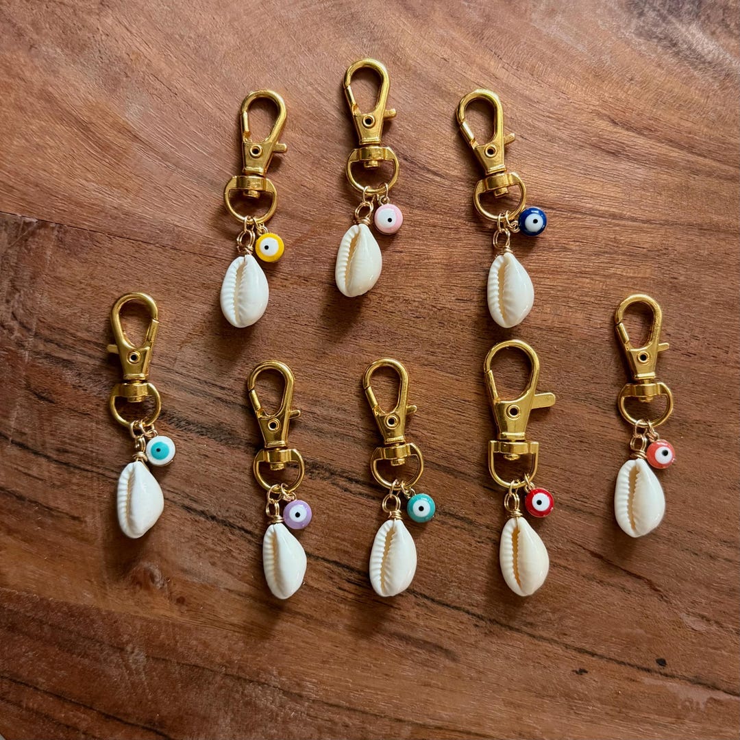 Cowrie Shell Evil Eye Bag Charm: Boho Purse Accessory - Etsy