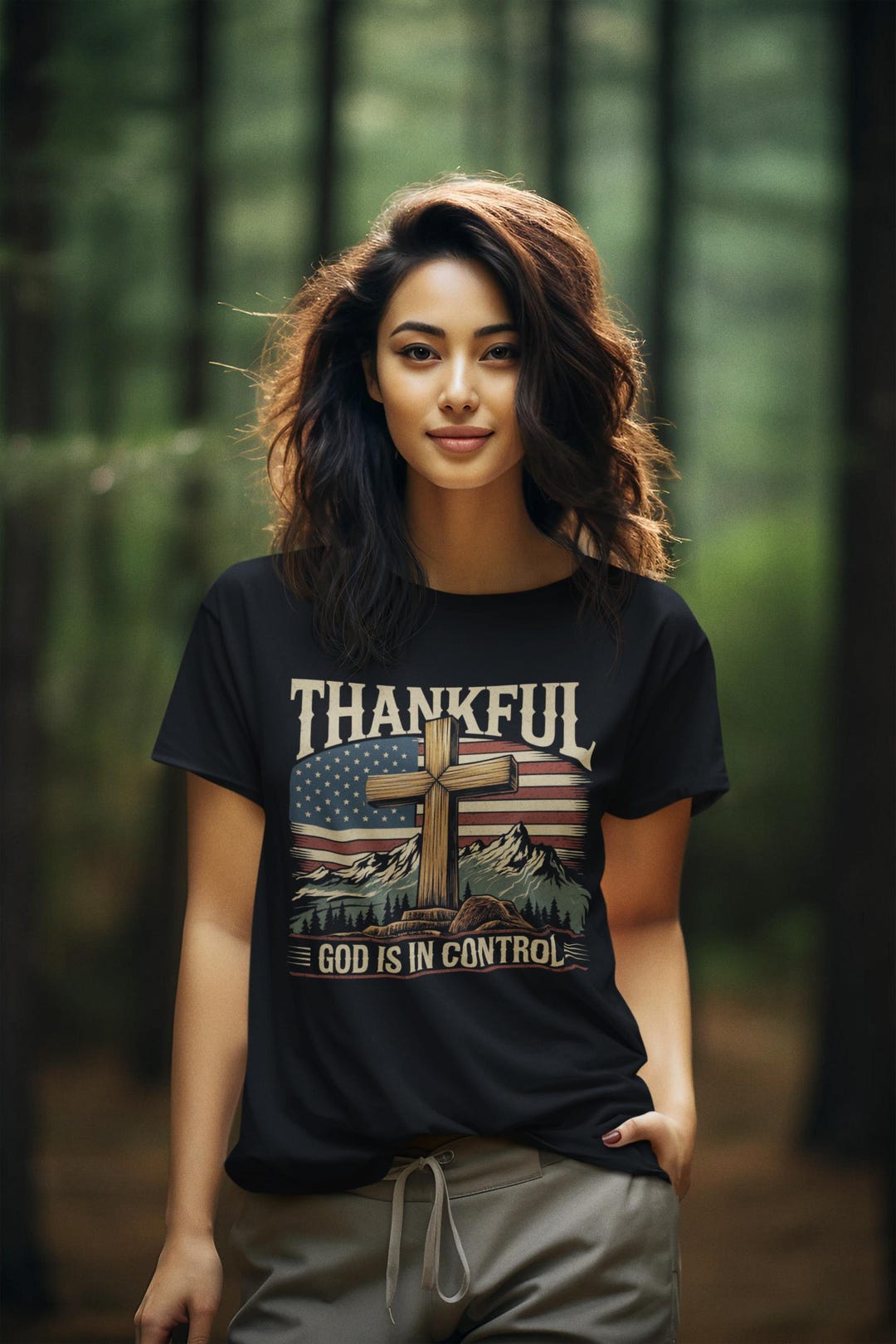 GOD IS in CONTROL Semi-fitted Patriotic Christian T-shirt (S-3XL ...