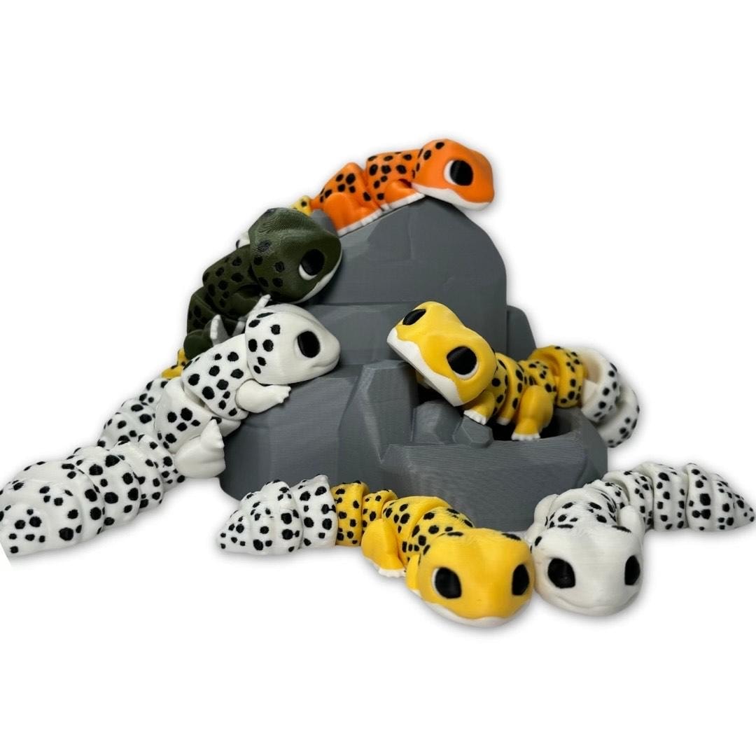 Leopard Gecko Articulated Fidget Toy, Chunky 3D Print Sensory Desk ...