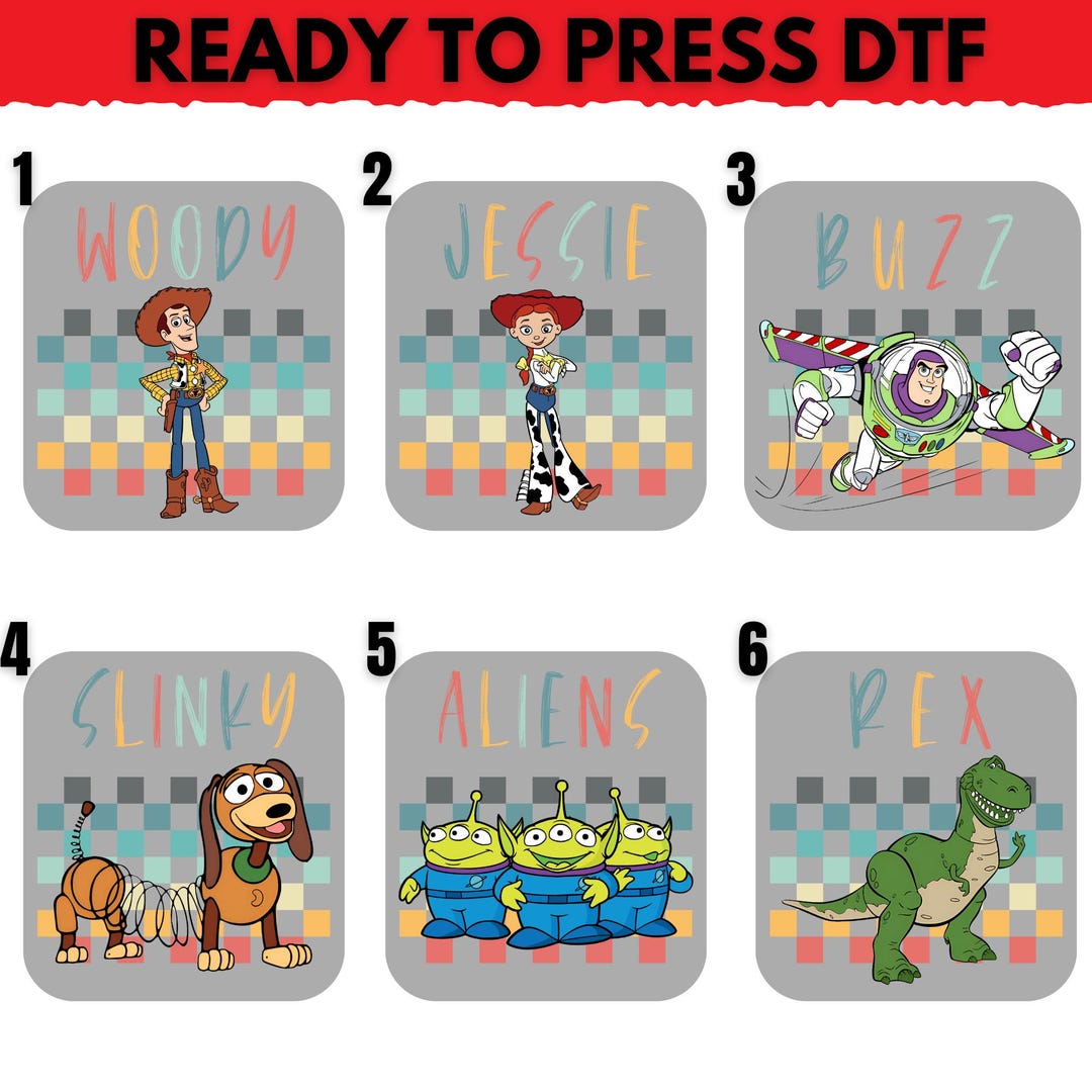 Toy Story DTF Print Press Ready to Press Designs, Custom Toy Story DTF ...