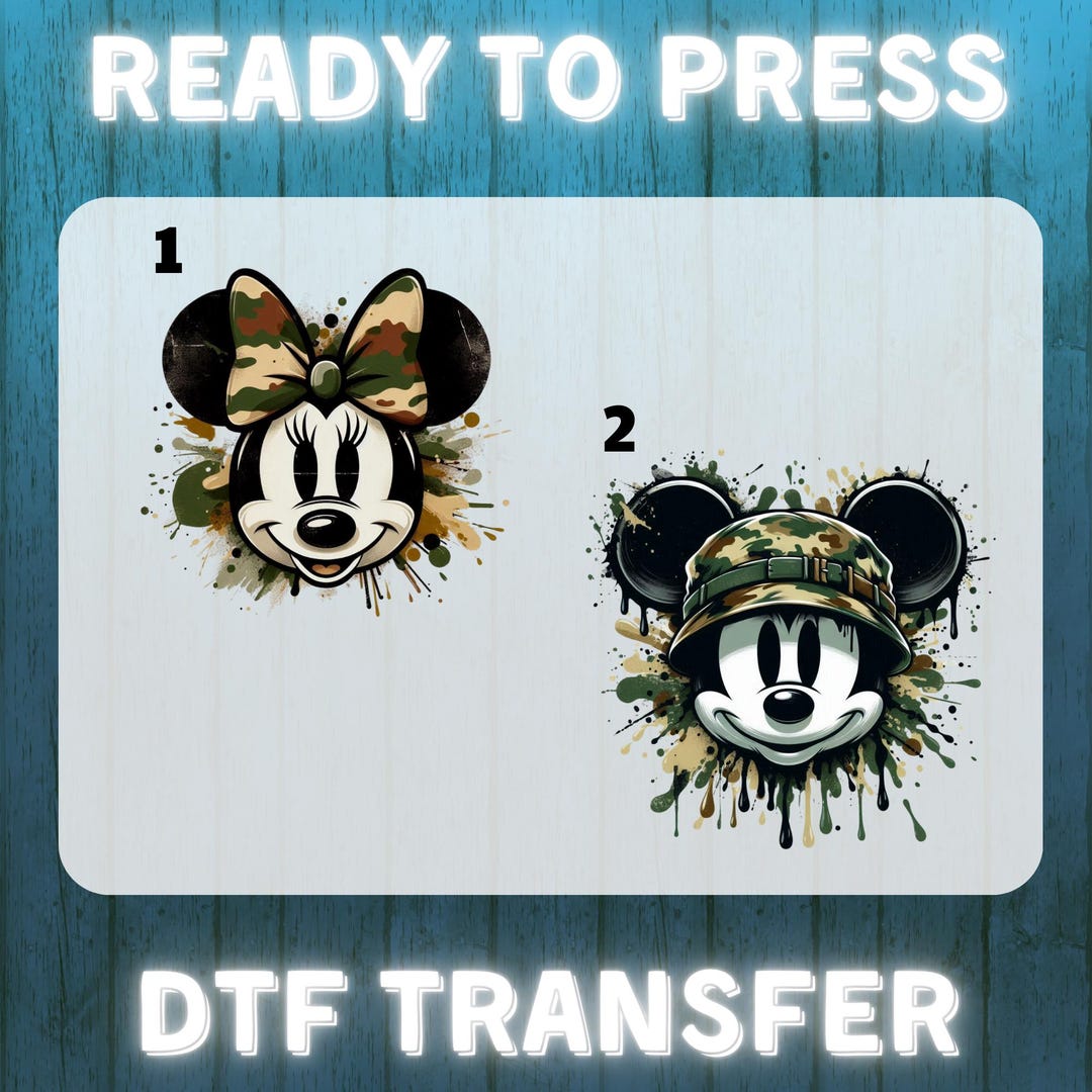 Military Mouse Couple DTF Transfer: Camouflage Iron On - Etsy