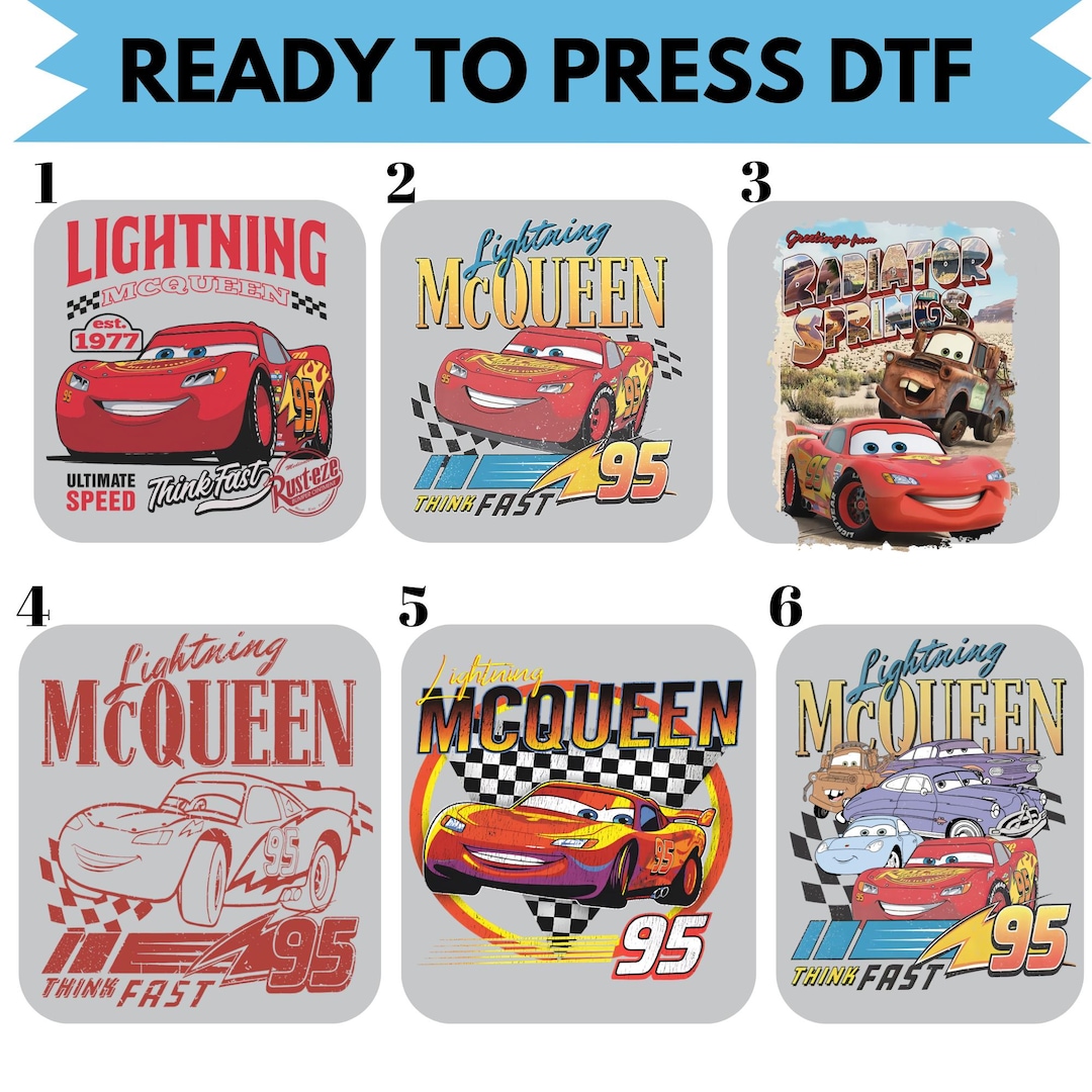 Cars DTF Transfers - Lightning Mcqueen Friends Ready to Press ...