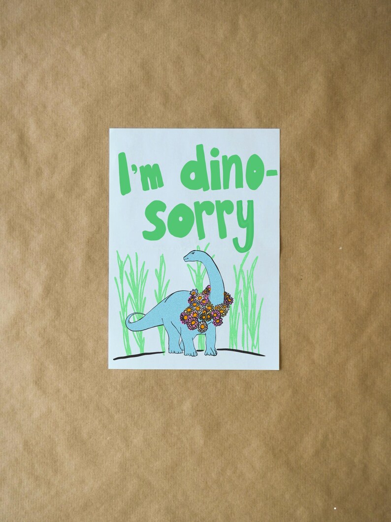 I'm Dino-sorry | Cute Dinosaur Apology Card | Colorful & Fun Design ...