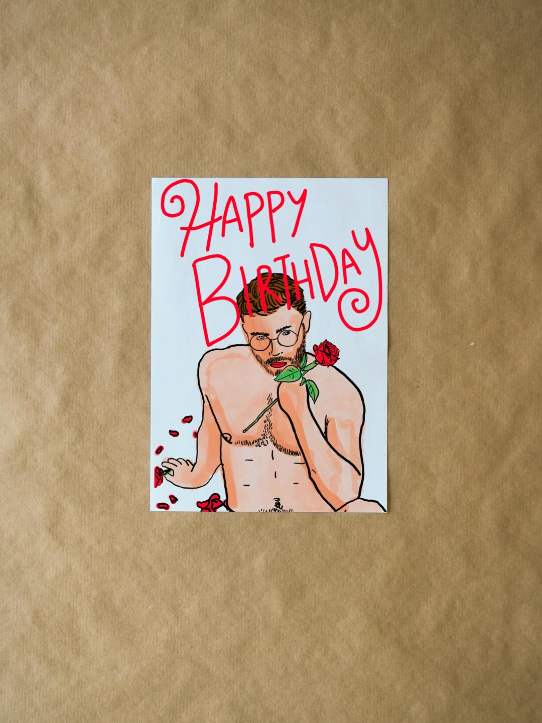 Shirtless Sexy Man Happy Birthday Card Funny Birthday Card For Friends And Partners Fun T