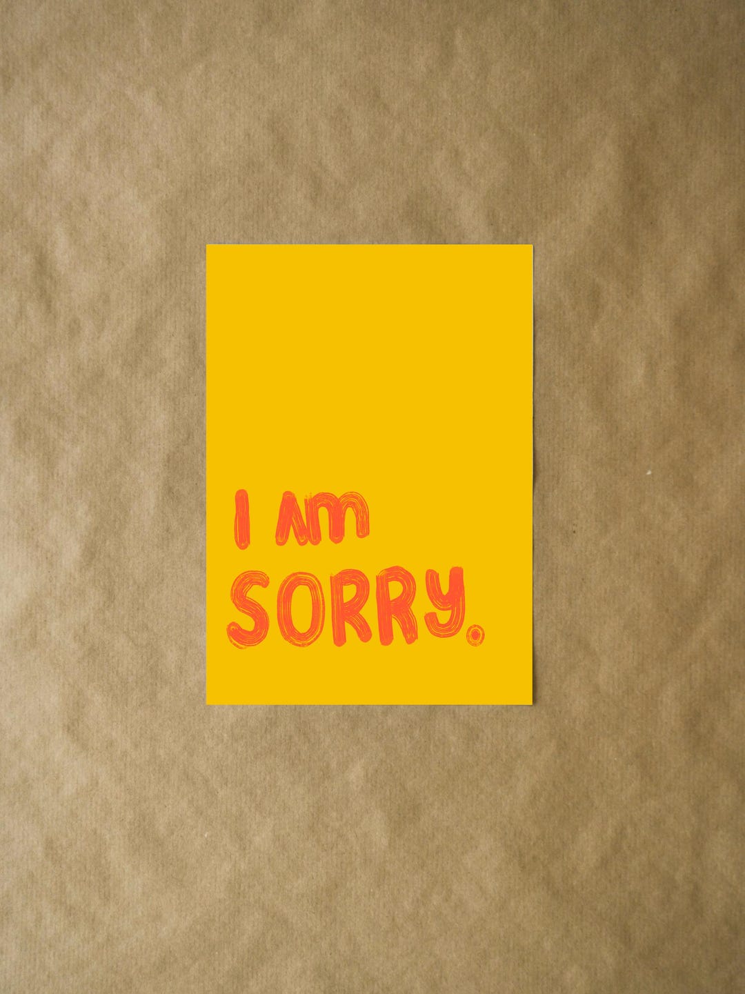 Simple Yellow Apology Card - Thoughtful I Am Sorry Note, Blank Inside ...