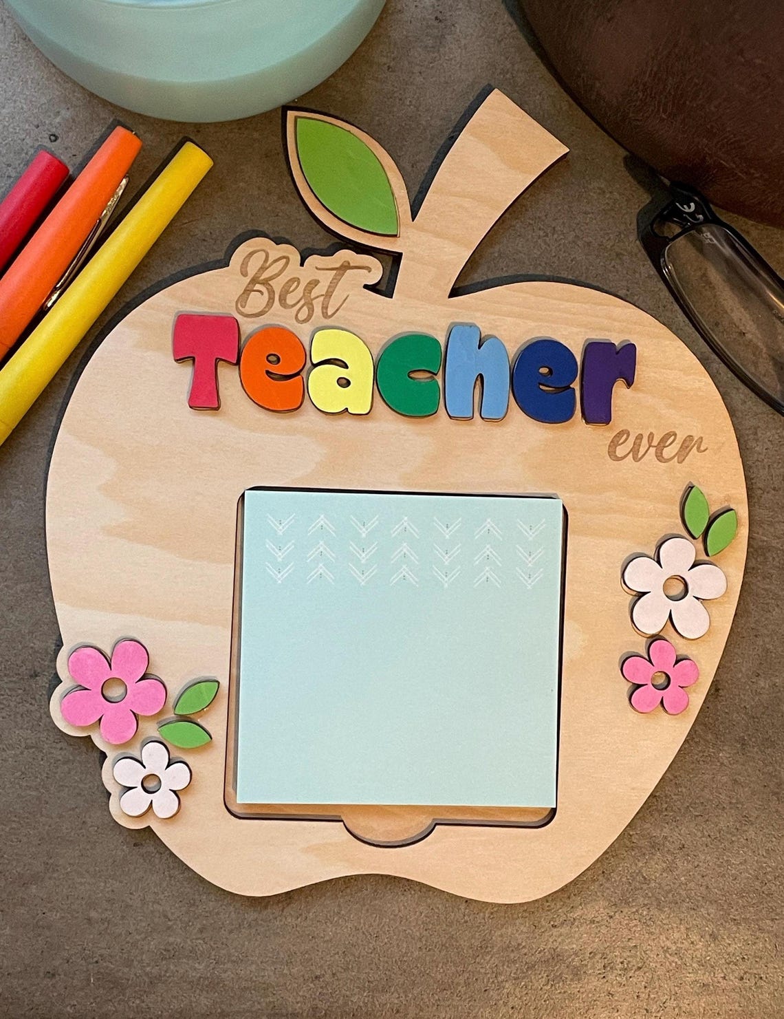 Personalized Apple Post-it Note Holder: Teacher Appreciation Gift - Etsy