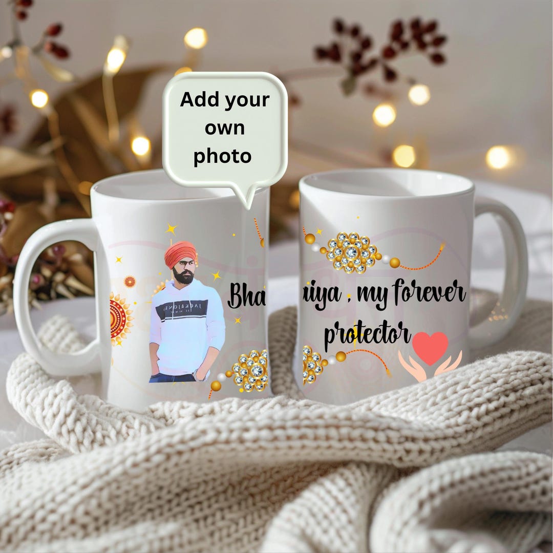 Personalized Raksha Bandhan Mug | Rakhi Gift for Bhai | Stone Art Rakhi ...