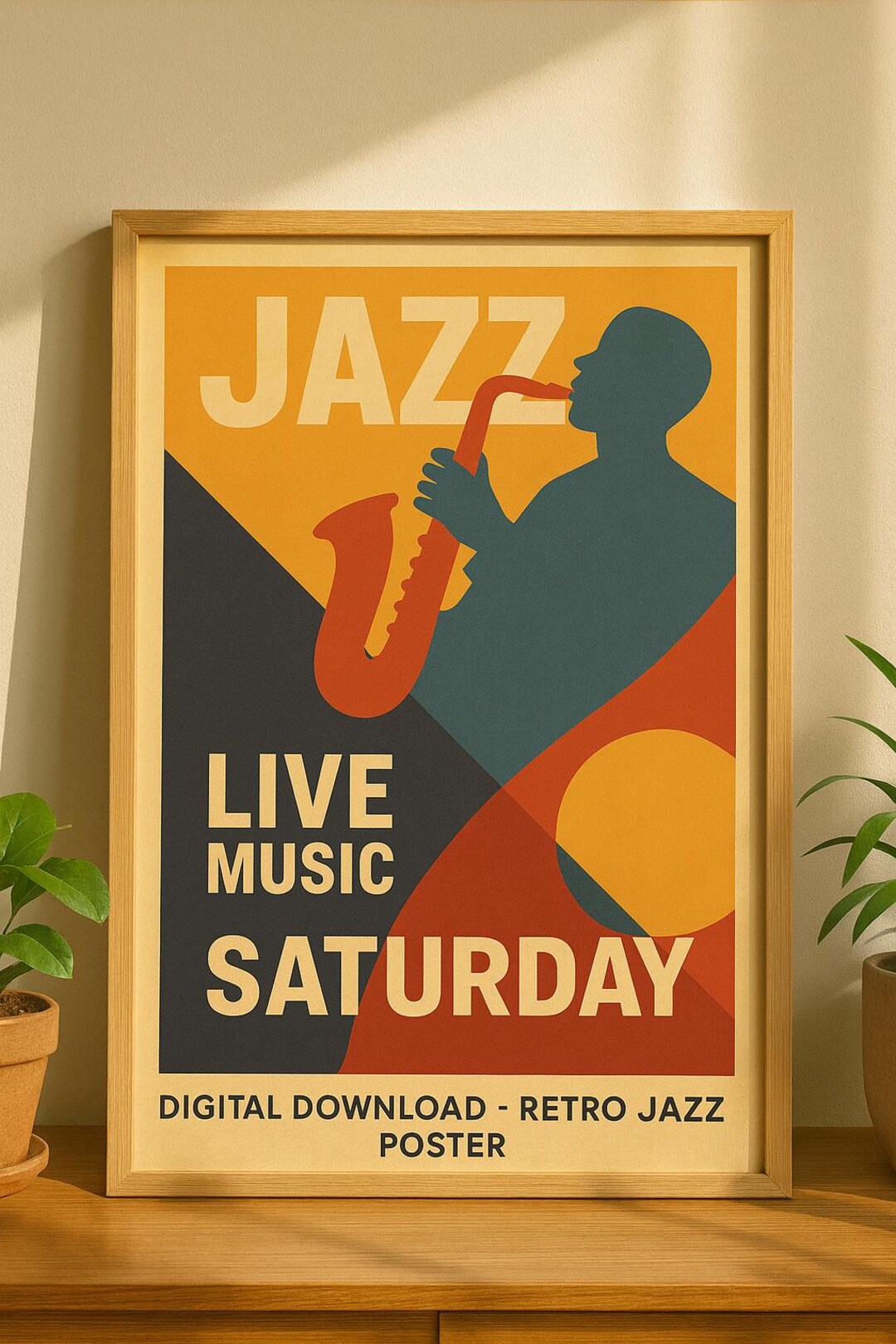 Retro Jazz Poster – Vintage Music Wall Art | Saxophone Print | Mid ...