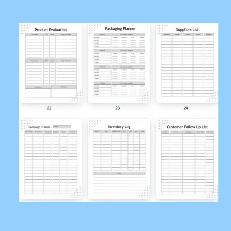 Printable Business Planner Bundle Product and Social Media Templates ...