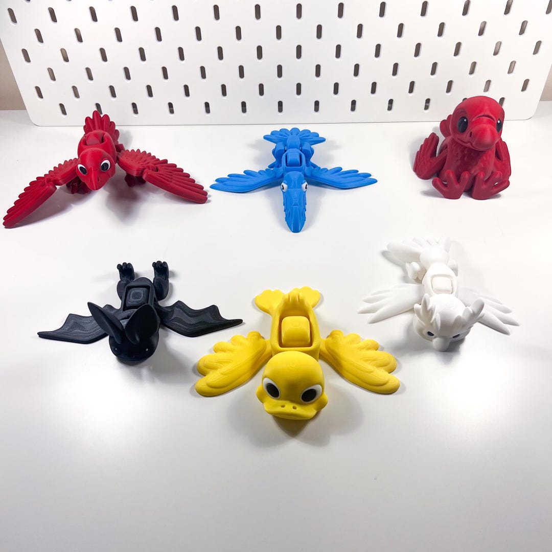Wiggly Quirky Flutter Fun Bundle 3D Printed Bird Toy Set With Flapping ...