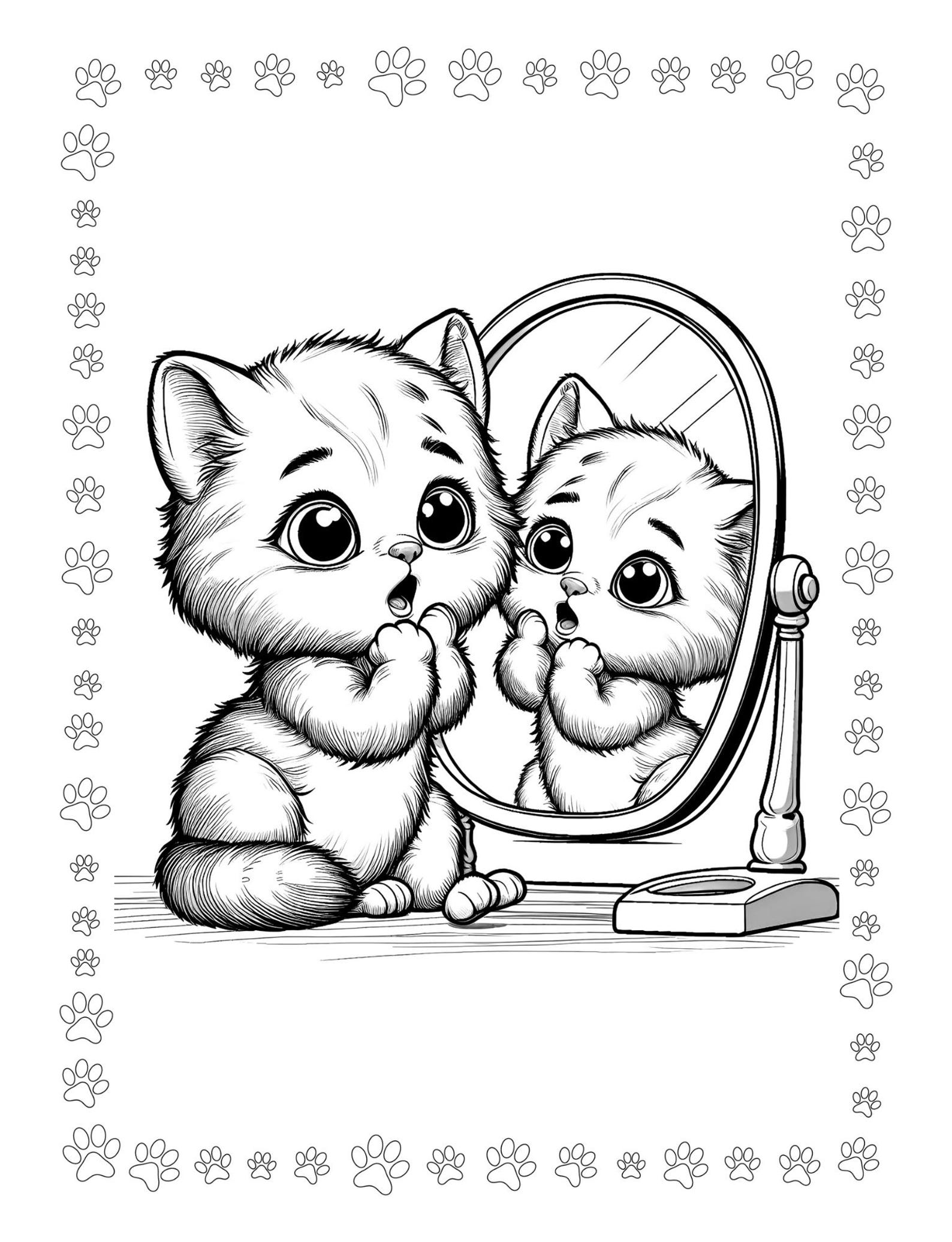 30-page Printable Kitten Coloring Bundle – Adorable Designs for Kids ...