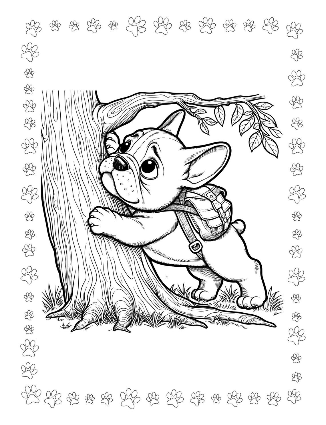 10 Digital Pages: Frenchie Puppy Hiking Adventure Coloring Book – Fun ...