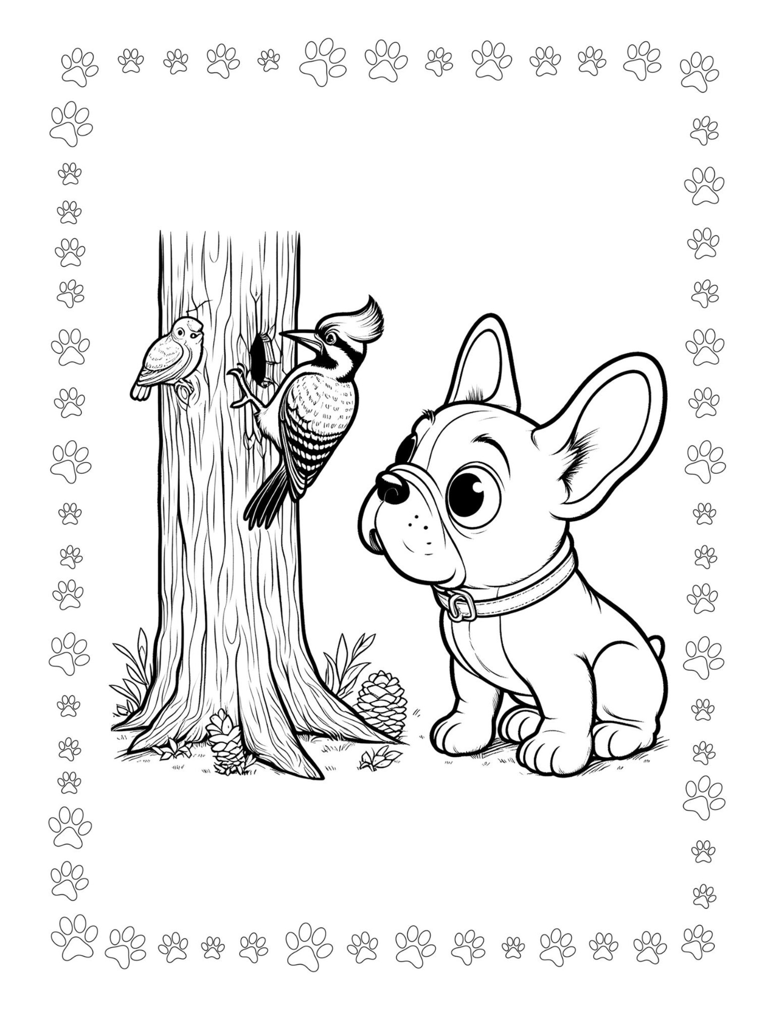 10 Digital Pages: Frenchie Puppy Hiking Adventure Coloring Book – Fun ...