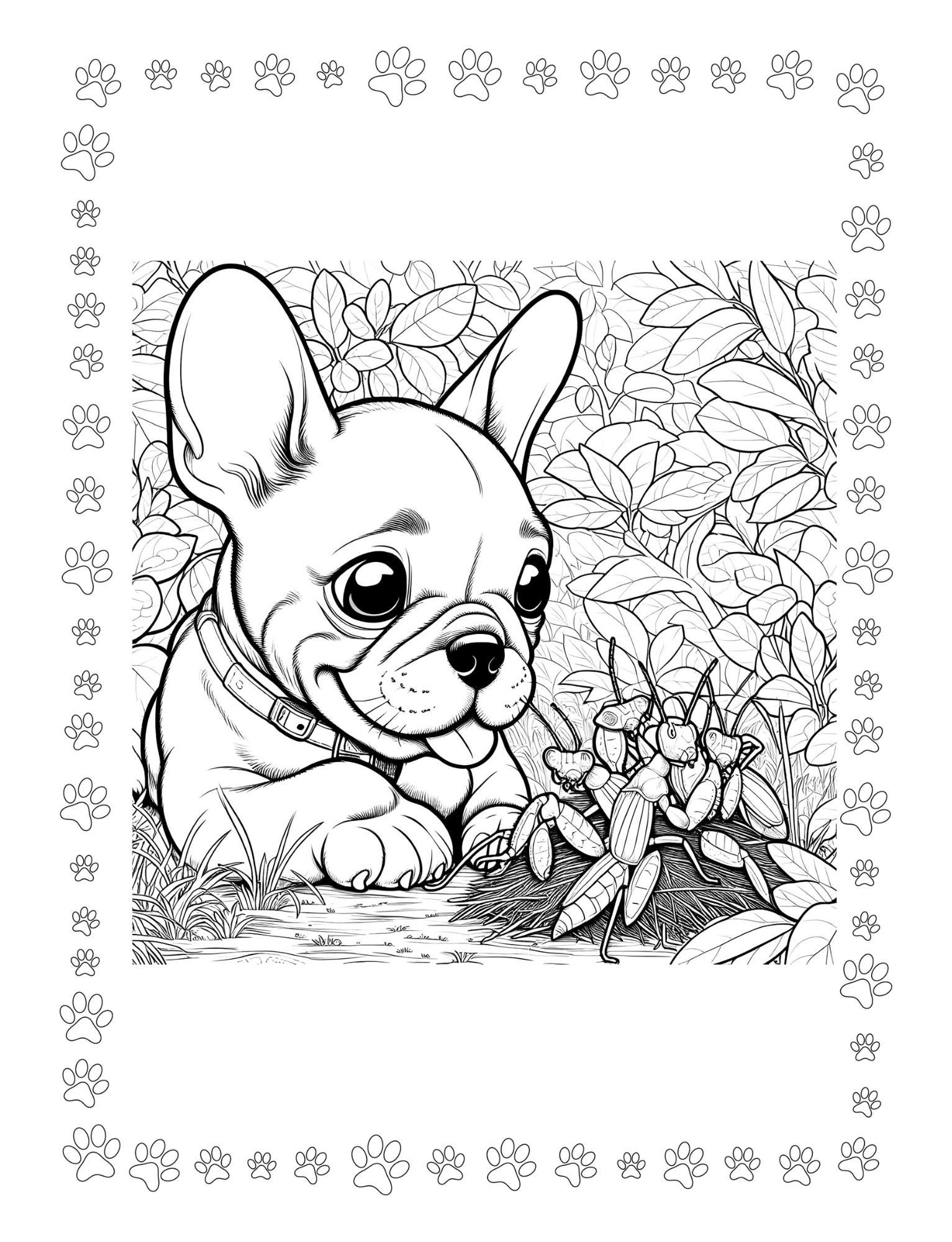 10 Digital Pages: Frenchie Puppy Hiking Adventure Coloring Book – Fun ...
