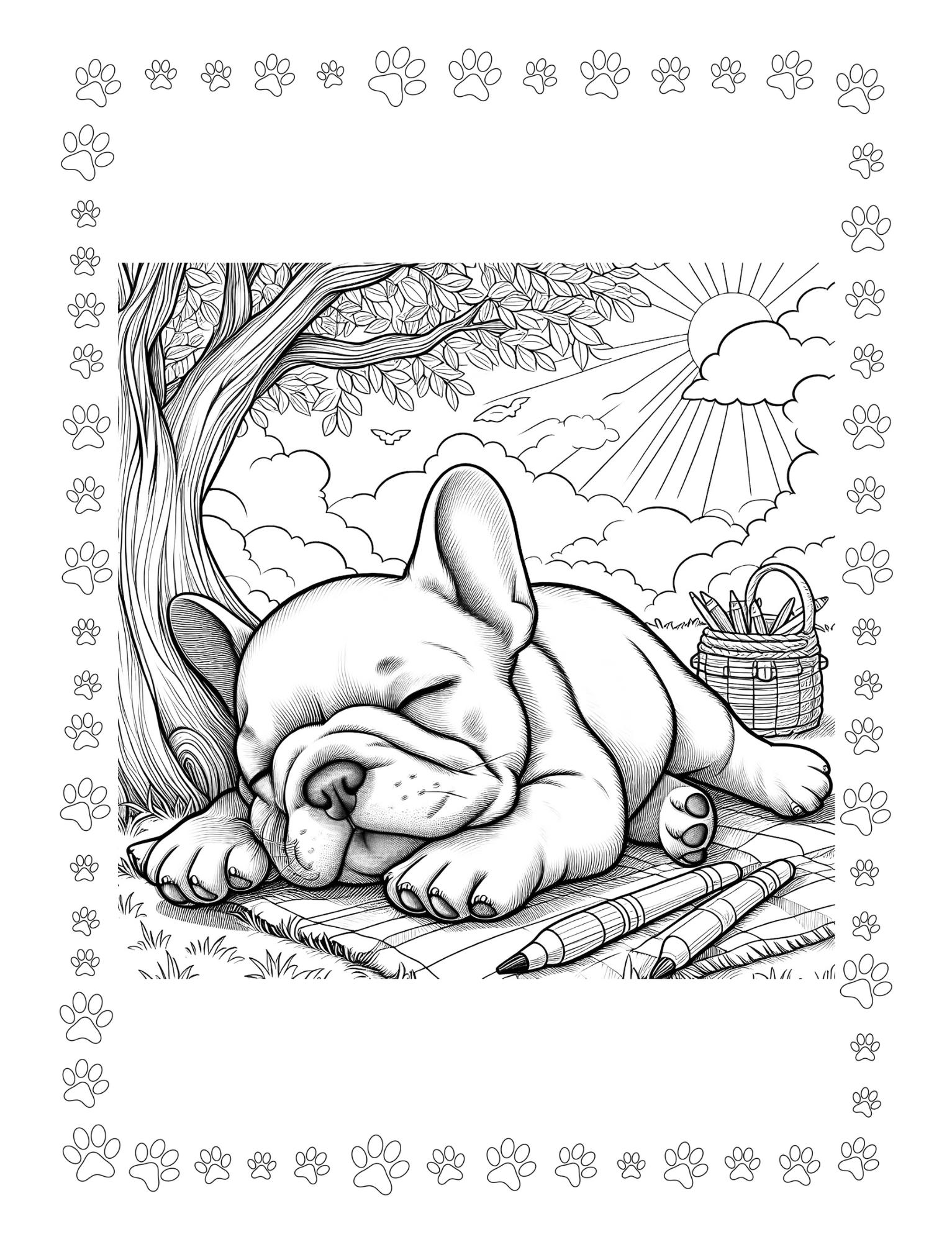 10 Printable French Bulldog Puppy Coloring Pages - Etsy