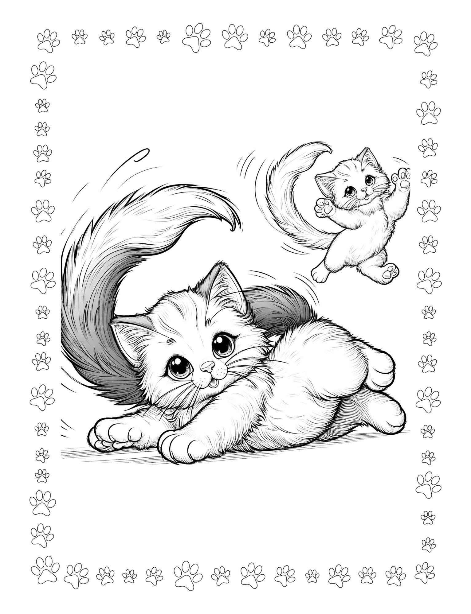 30-page Printable Kitten Coloring Bundle – Adorable Designs for Kids ...