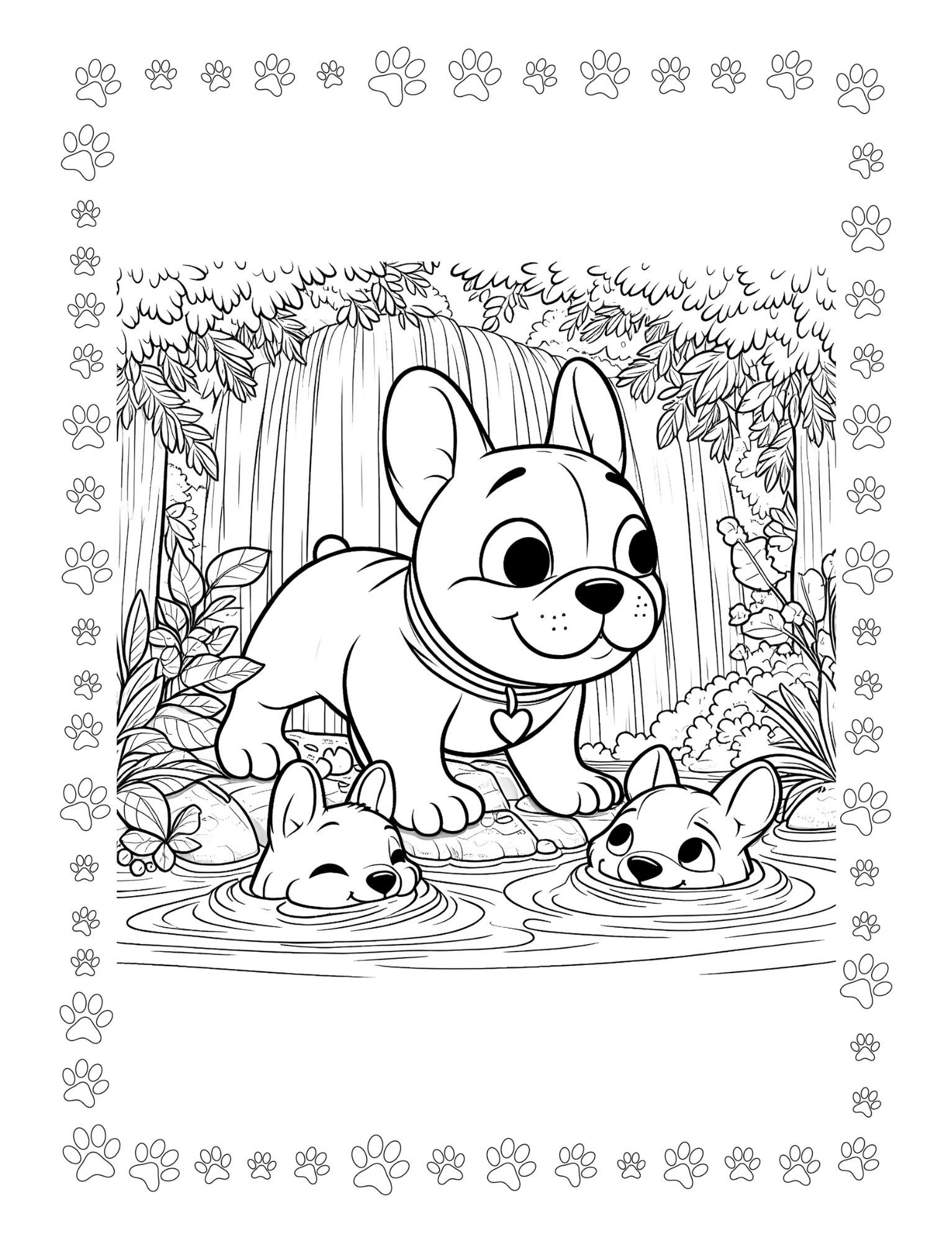 10 Digital Pages: Frenchie Puppy Hiking Adventure Coloring Book – Fun ...