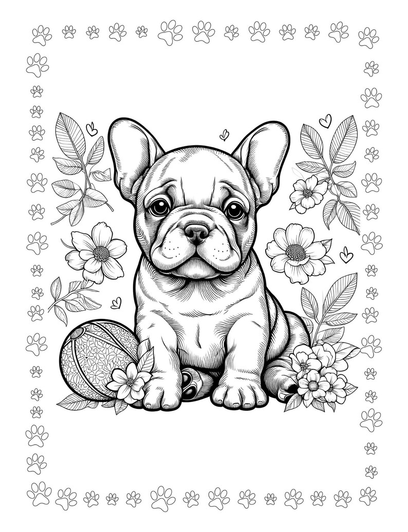 10 Printable French Bulldog Puppy Coloring Pages - Etsy