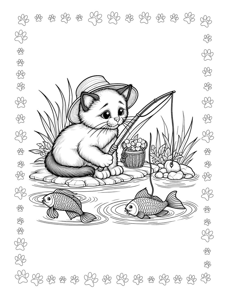 10-page Digital Adorable Kitten Coloring Pages – Perfect for Kids ...