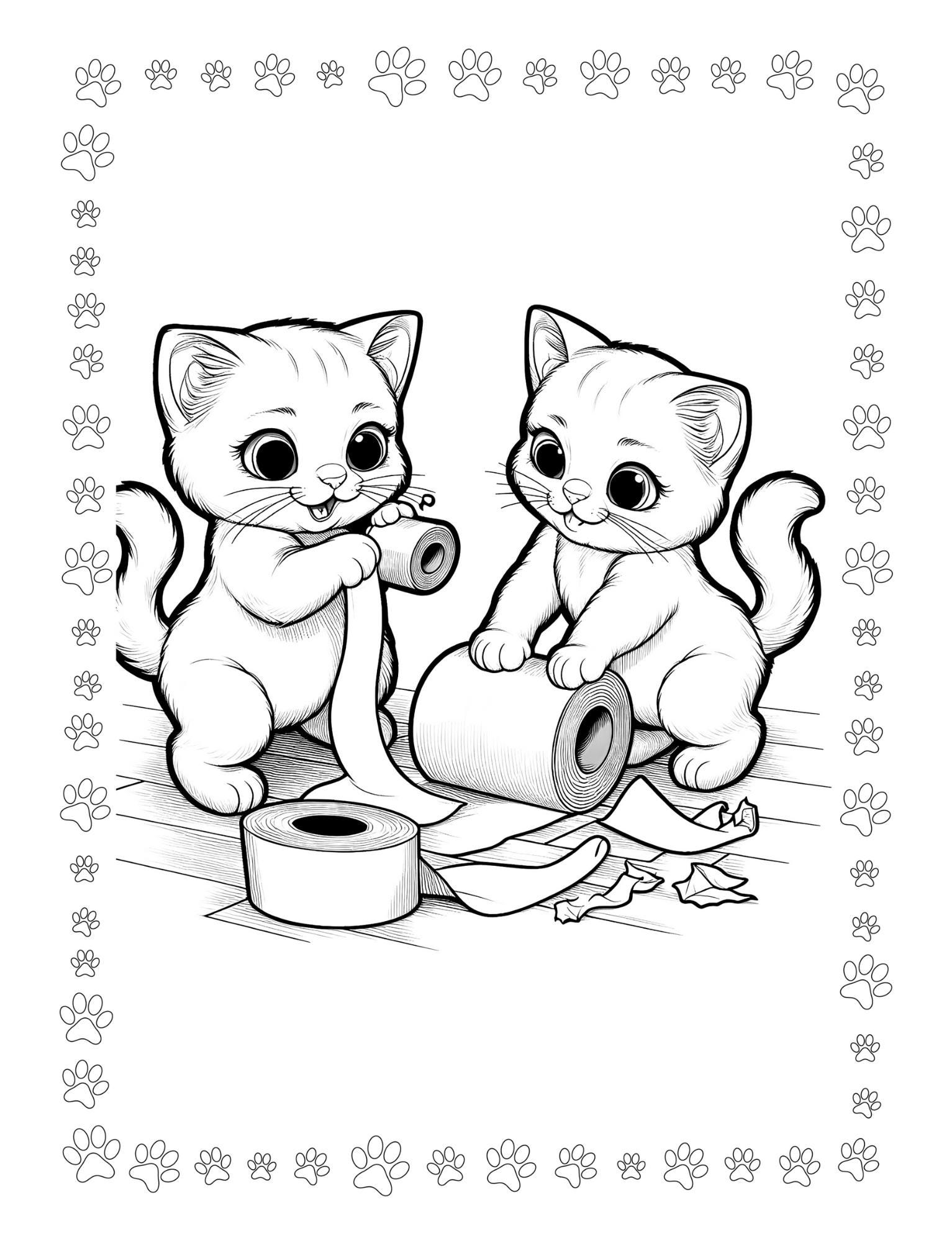 30-page Printable Kitten Coloring Bundle – Adorable Designs for Kids ...
