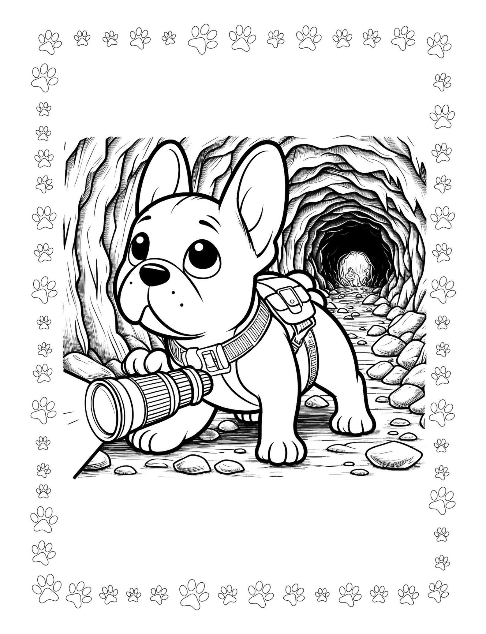 10 Digital Pages: Frenchie Puppy Hiking Adventure Coloring Book – Fun ...