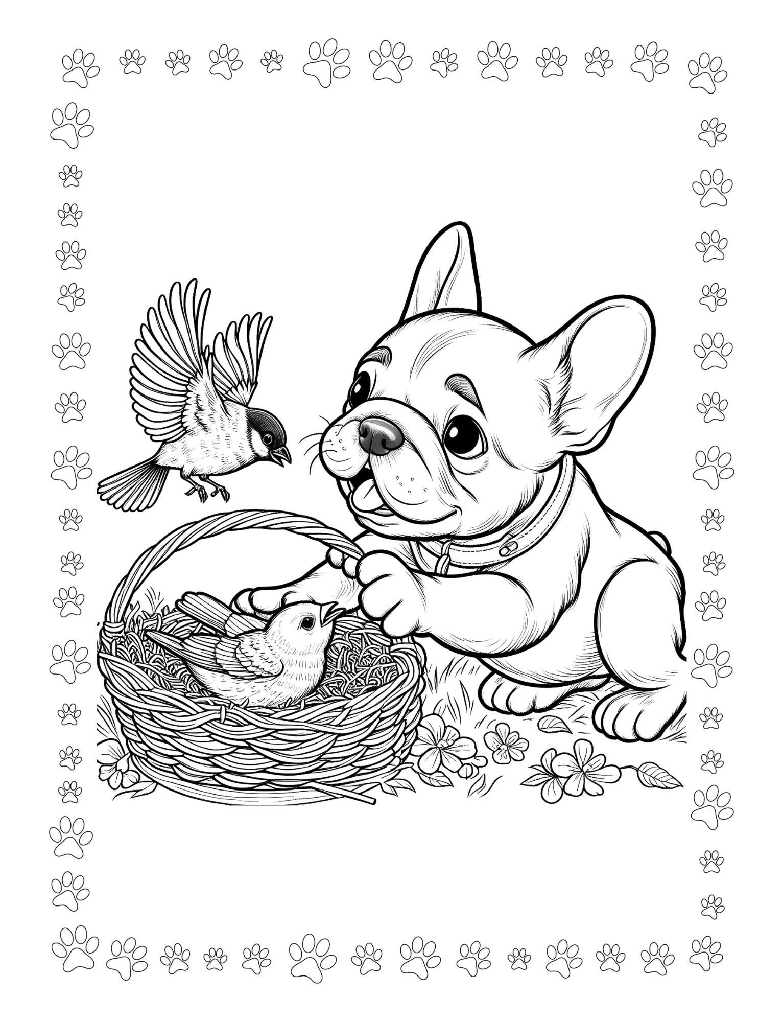 10 Digital Pages: Frenchie Puppy Hiking Adventure Coloring Book – Fun ...