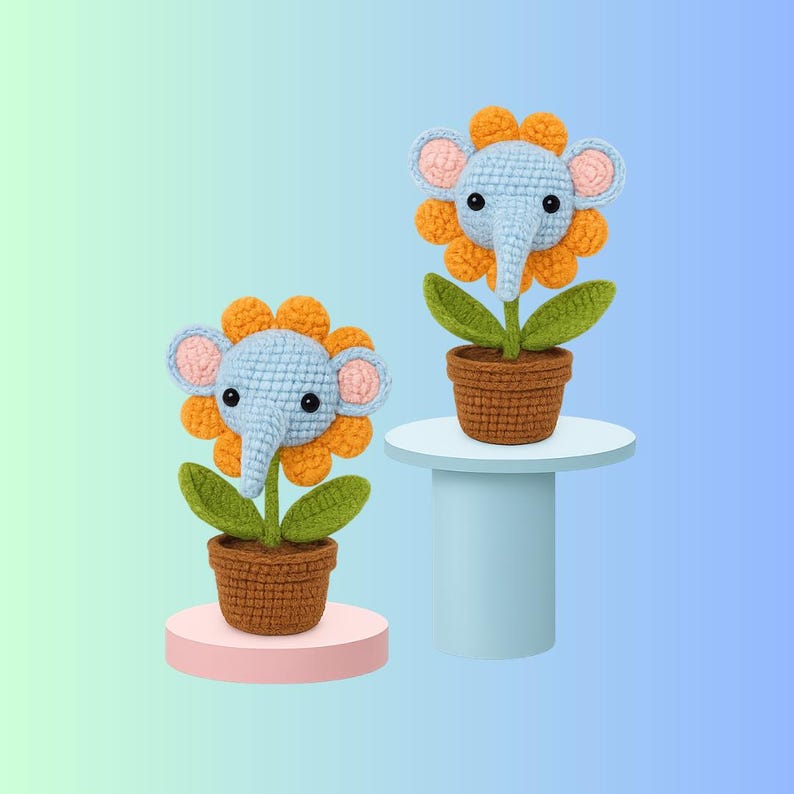 DIY Elephant Flower Crochet Kit Whimsical Home Décor & Unique Handmade ...