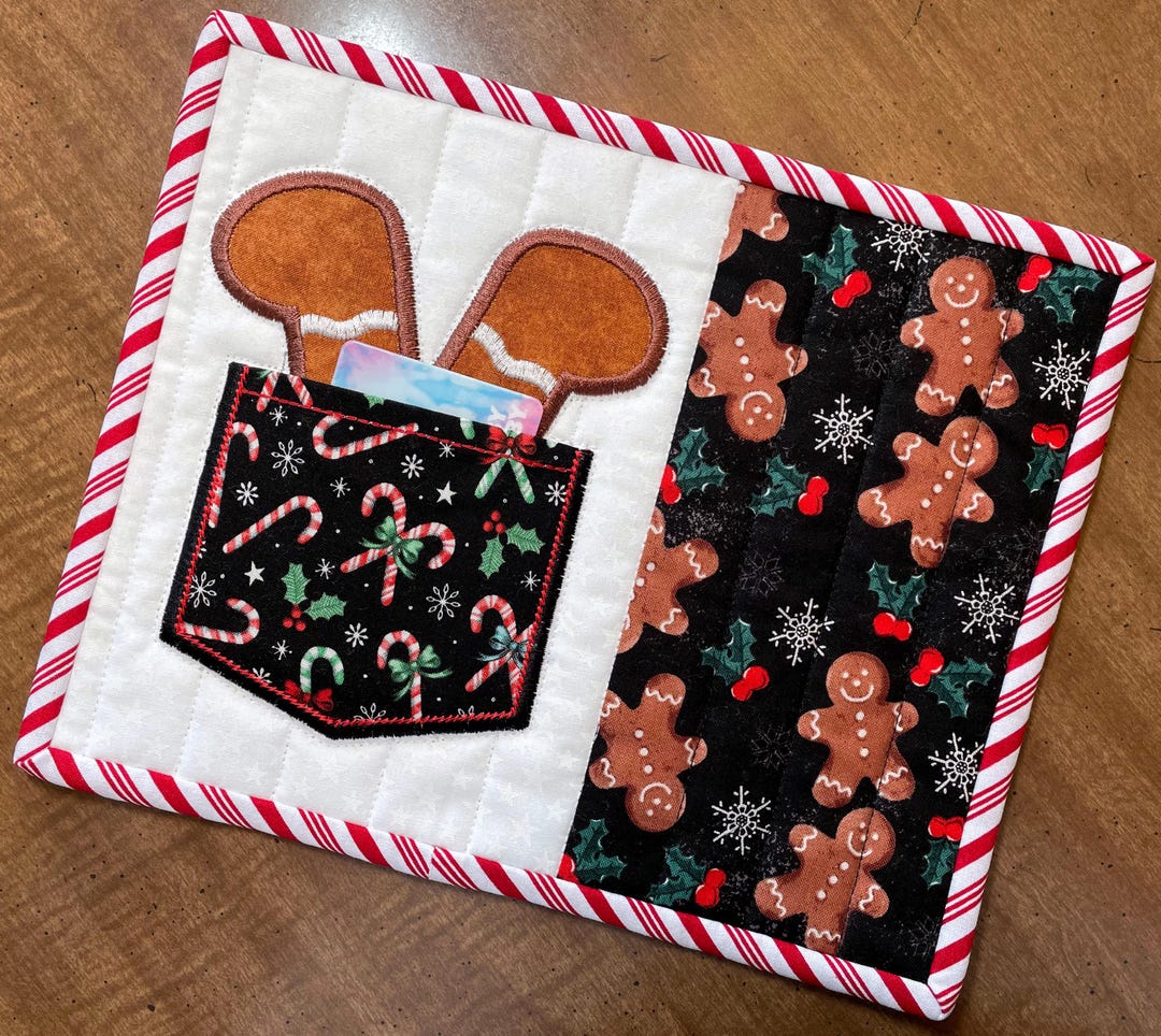 Quilted Christmas Gift Card Holder, Gingerbread Man Pocket Mug Rug ...
