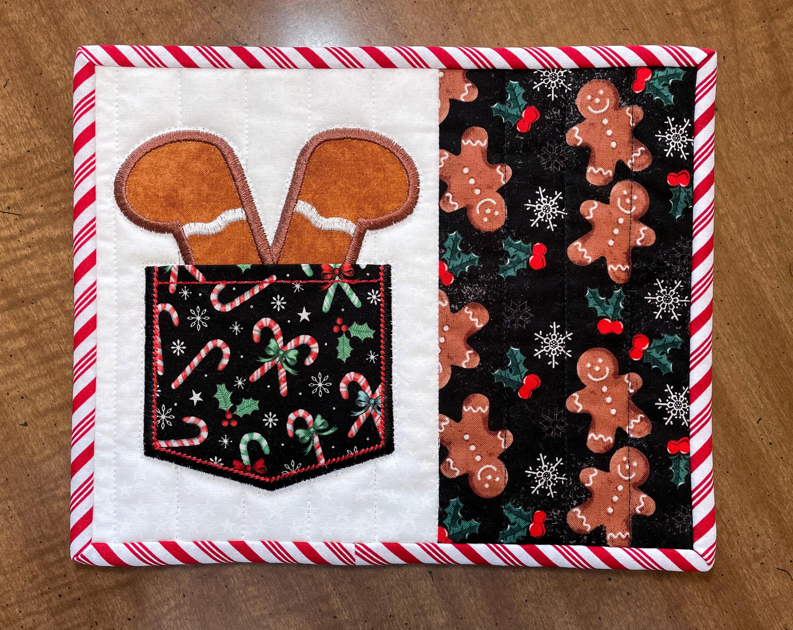 Quilted Christmas Gift Card Holder, Gingerbread Man Pocket Mug Rug ...