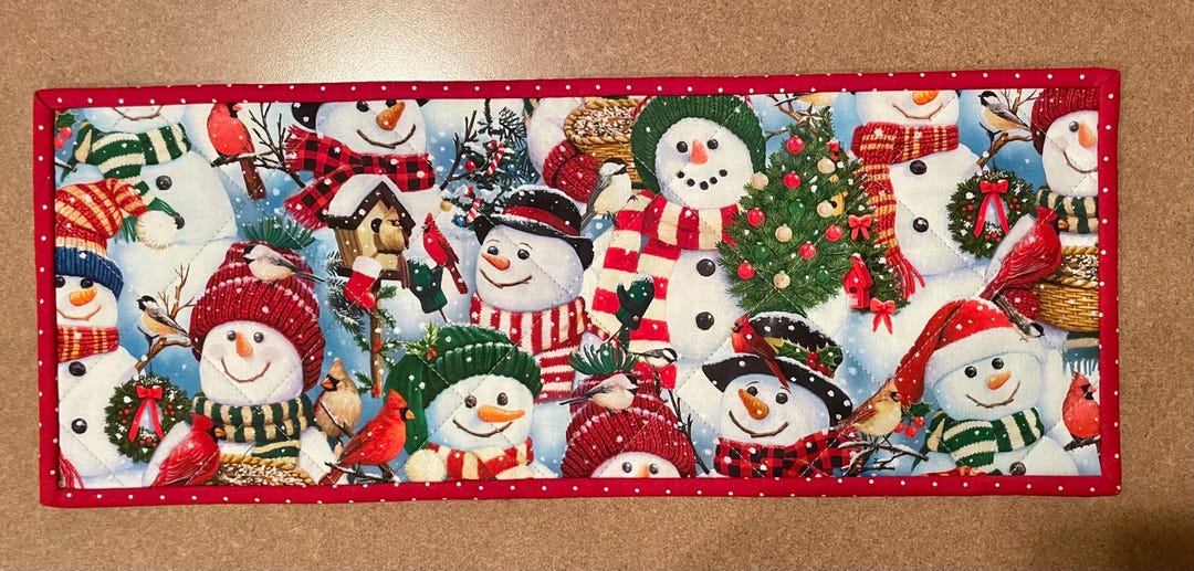 Quilted Christmas Toilet Tank Topper, Snowman Table Topper, Winter ...