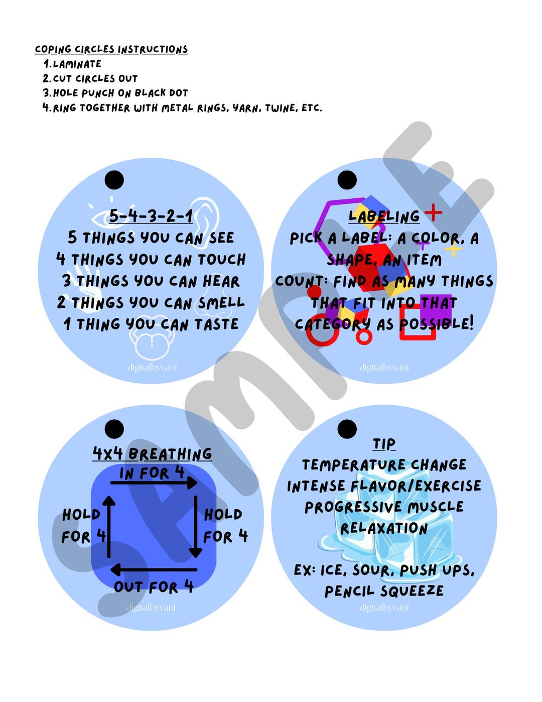 Coping Skills Circles, Anxiety Grounding Techniques, Therapy Tools ...