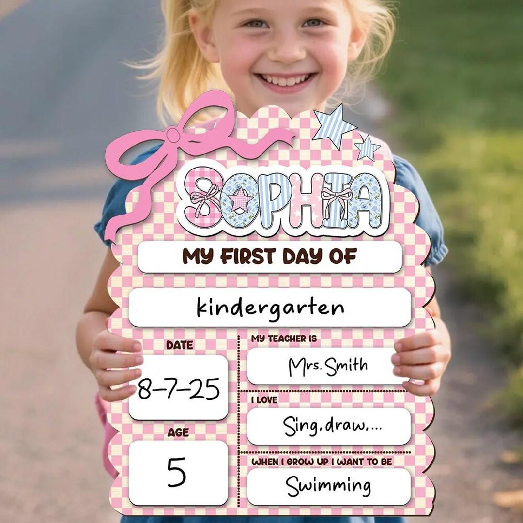 Custom Boho Preppy First Last Day of School Sign, Floral Back to School ...